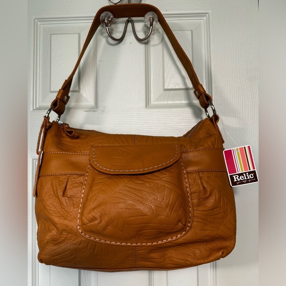 Relic | Bags | Relic Tan Leather Leaf Hobo Purse Shoulder Bag New ...